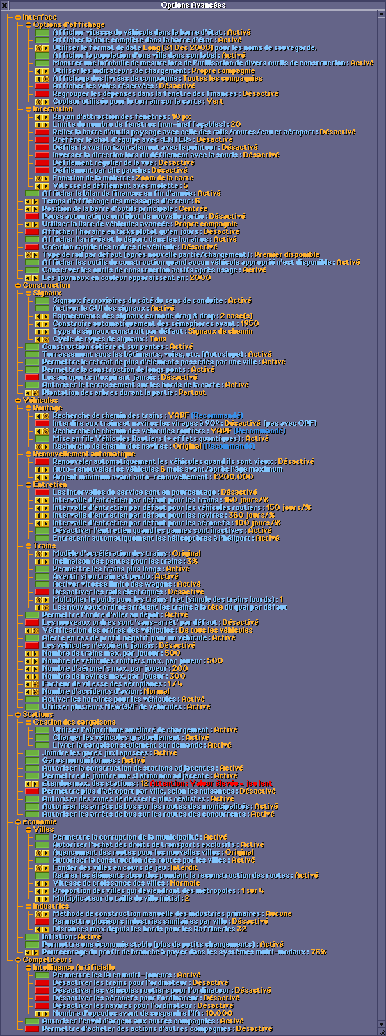 OpenTTD | Options avancées